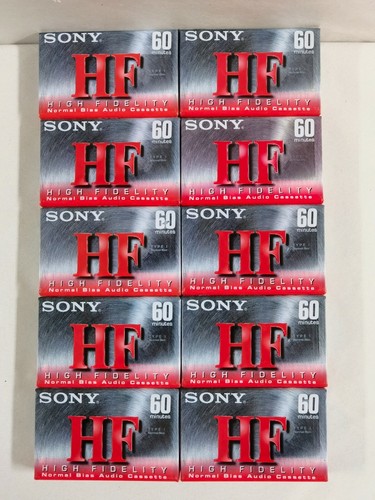 10 Sony HF 60 Blank Audio Cassette Tape Normal Bias C-60HFL Factory ...
