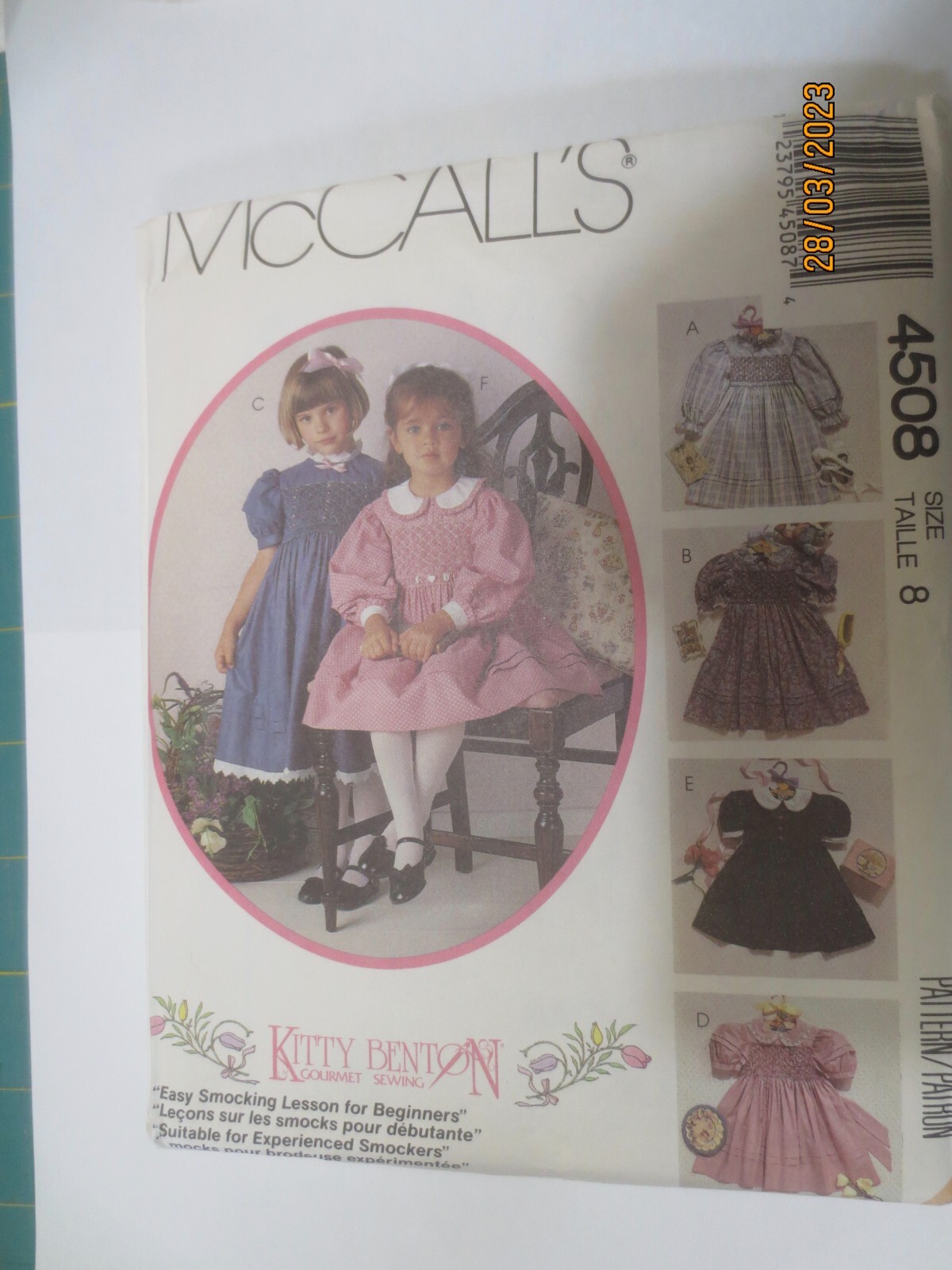 Vintage Uncut McCall’s Kitty Benton Pattern 4508 Smocked with Transfer ...