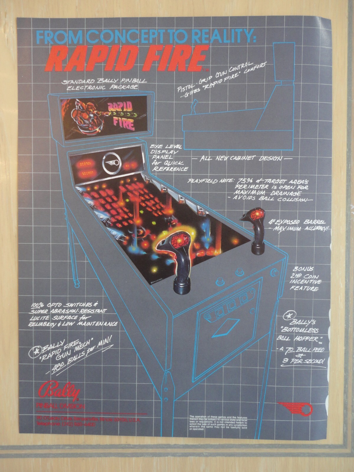 Rapid Fire Pinball Machine Flyer Original Magazine Pull Out ...