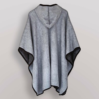 LIGHT BABY ALPACA WOOL HOODED OPEN PONCHO CAPE WRAP SHAWL UNISEX ...