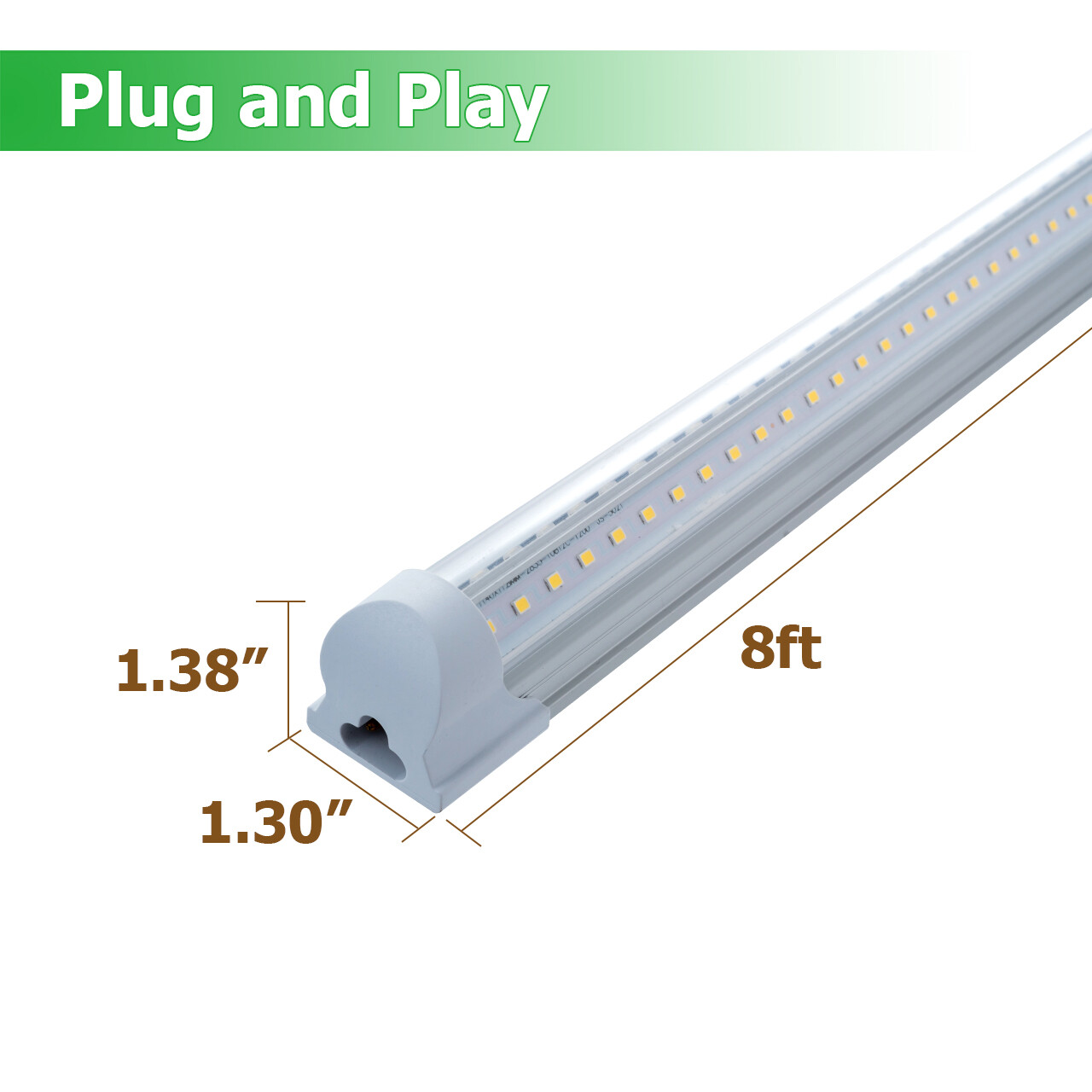 8FT LED Shop Light T8 Linkable Ceiling Tube Fixture 75W Bright White ...