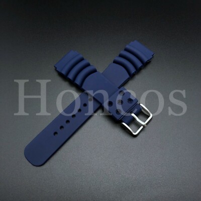 22MM Replacement BLUE Band Strap Rubber Vent fits for SEIKO DIVER Watch ...