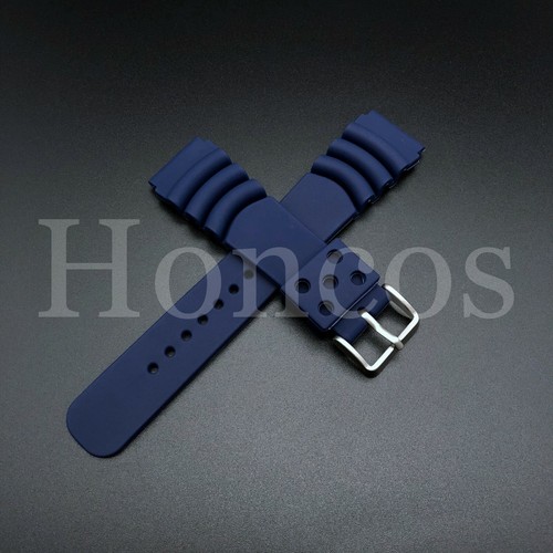 22MM Replacement BLUE Band Strap Rubber Vent fits for SEIKO DIVER Watch ...