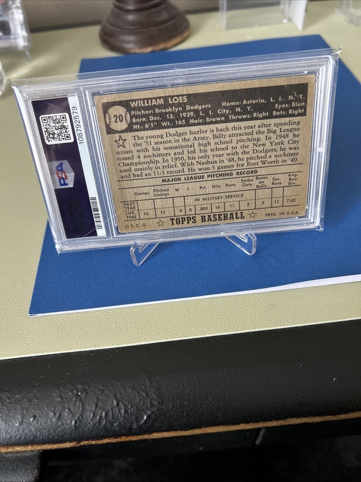 1952 Topps Billy Loes Black Back PSA 2.5 GOOD + CENTERED | eBay