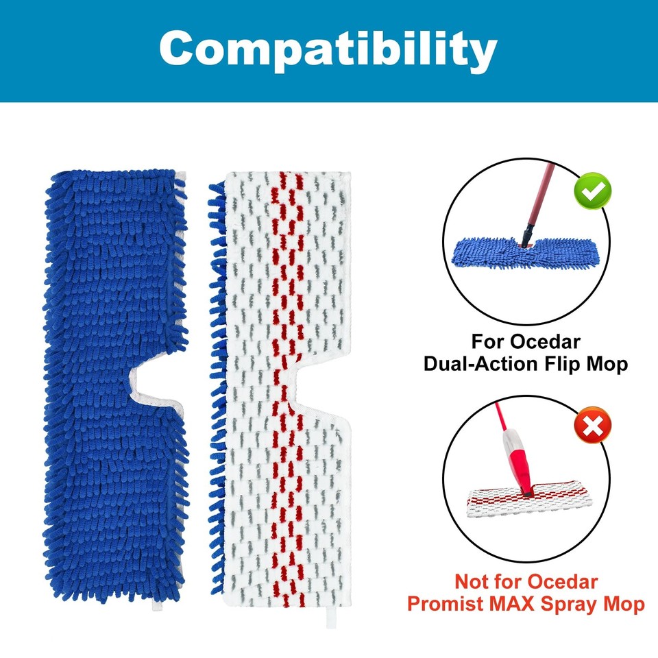 Mop Heads Replacements for O-Cedar Hardwood Floor 'N More 3-Action Mop ...