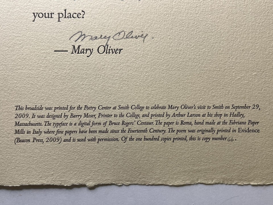 Mary Oliver, signed / Violets a broadside 1st Edition 2009 | eBay