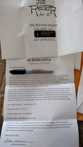 Joe Rector Original Watercolor "STAR SHOOTING" 1985 Native American Art ...