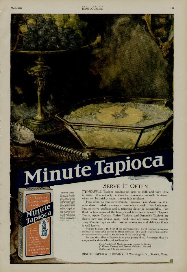 1920 MINUTE TAPIOCA ADS / 2-ADS - BEAUTIFUL TABLE SCENES.... | eBay