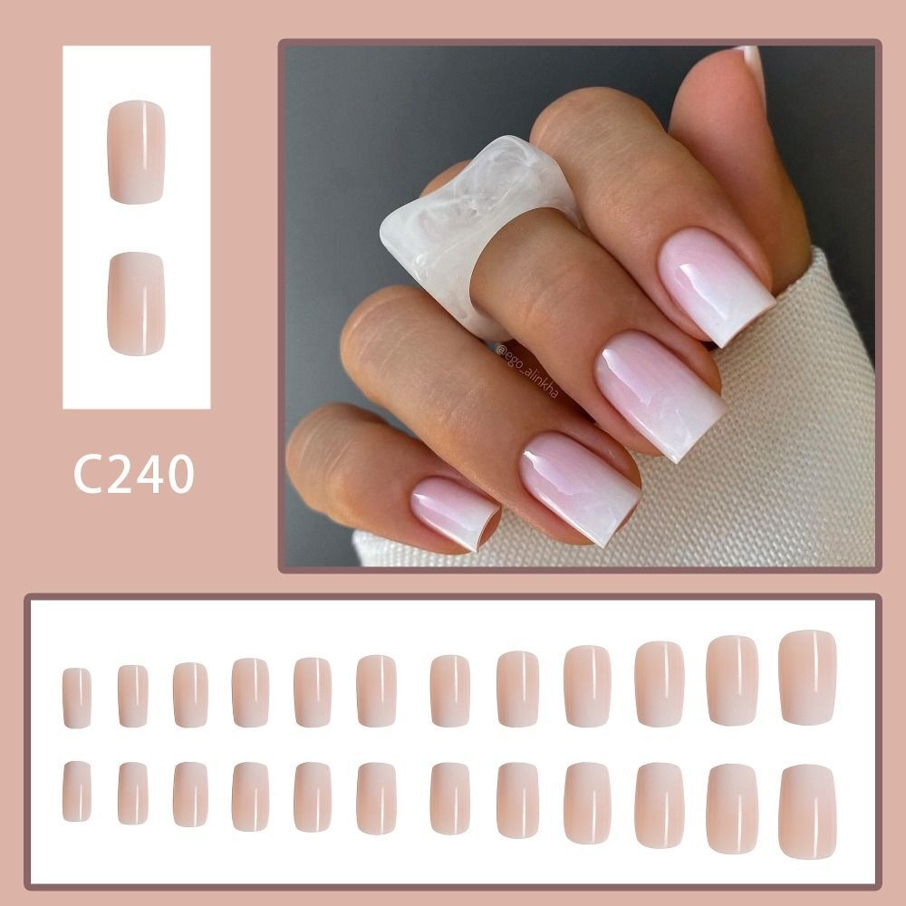 Long Square False Nails Simple Press on Nails Fashion Nail Tips DIY | eBay