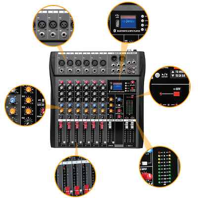 Live Studio Audio Mixer Console Bluetooth USB Sound Board 6/8/12/16 ...