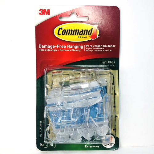NEW 3M Command Indoor/Outdoor Light Clips 16 Clips 20 Strips Damage ...