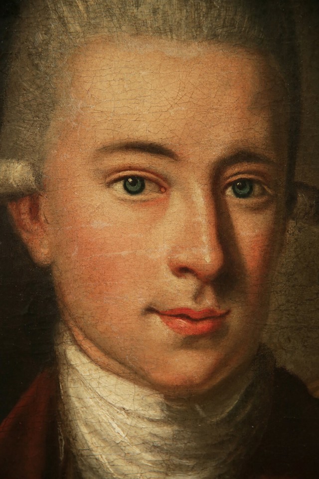 Antique French Painting Young Man Seated with White Wig 1700 Aristocrat ...