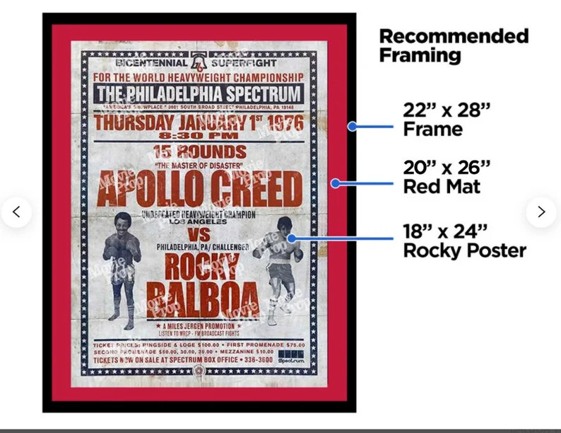 Rocky Balboa VS. Apollo Creed Fight Poster with Distressed Vintage Look ...