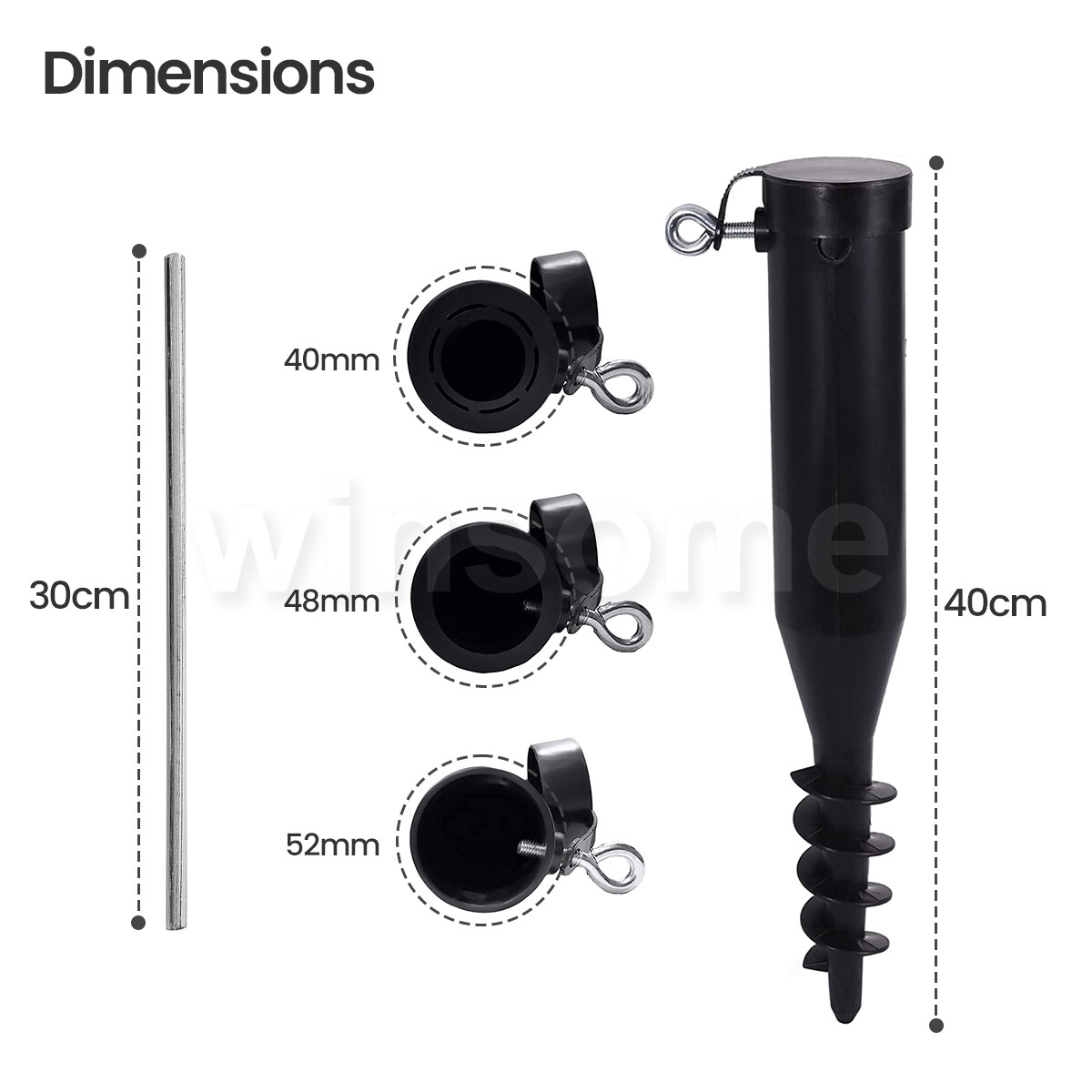 Screw In Spike Heavy Duty Rotary Washing Line Ground Spike Clothes ...