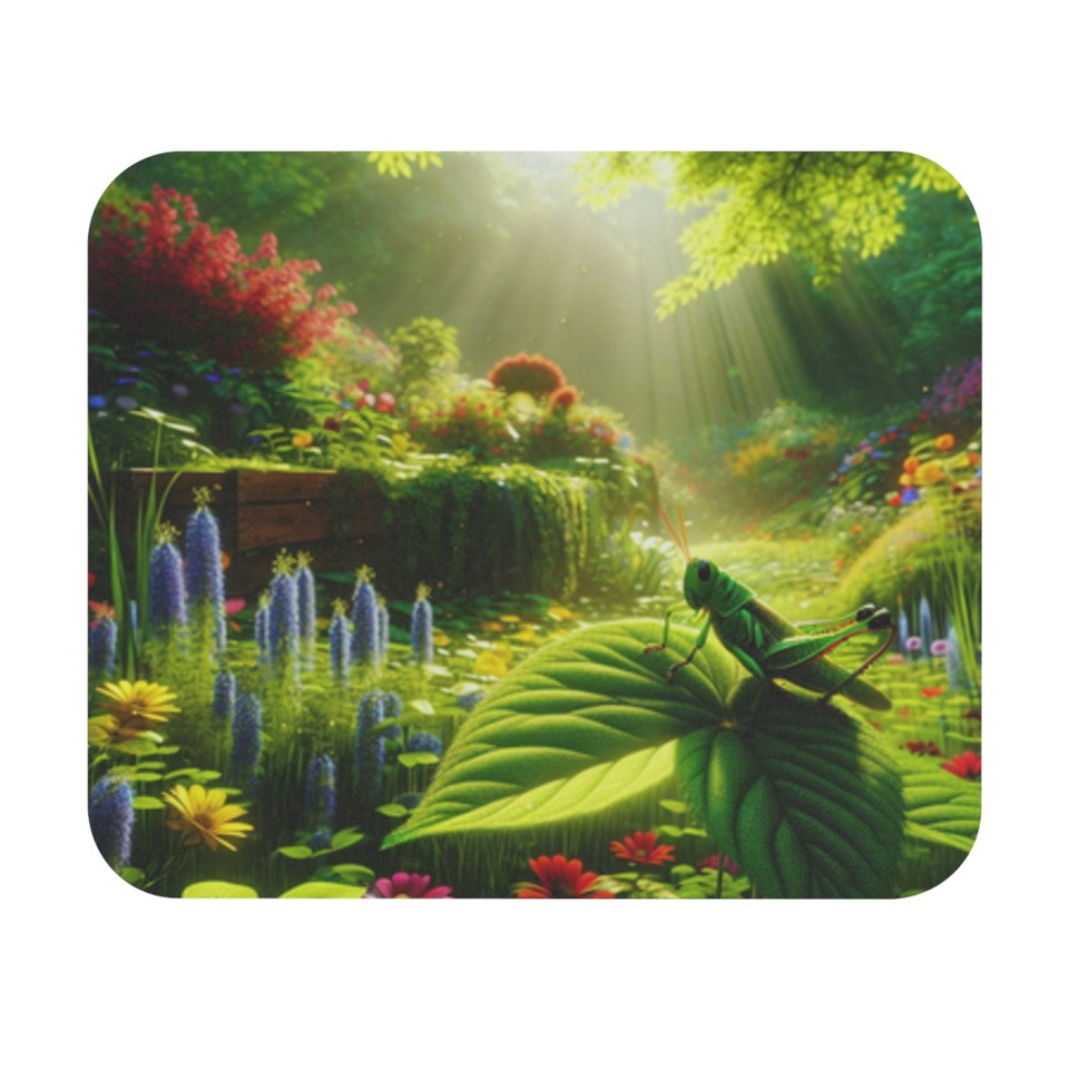 Mouse Pad (Rectangle) Grasshopper in a Garden Setting Design 2, Gift | eBay