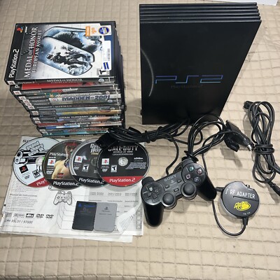 Sony Playstation 2 PS2 Console Bundle Lot With 16 Games manual two ...