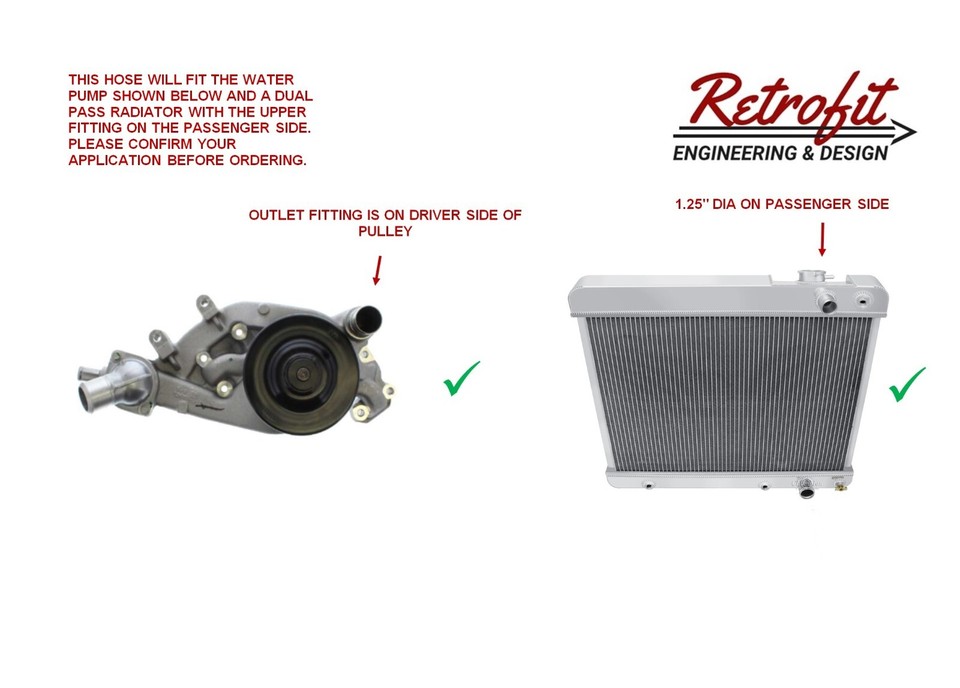 1960-66 Chevrolet C10 LS Swap Upper Radiator Hose [1003U] LSX, LS3 V2 ...