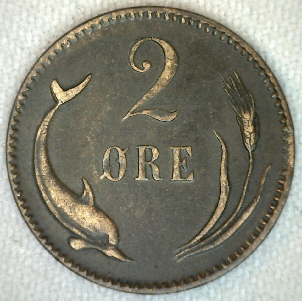 1883 Denmark 2 Ore Bronze Coin VF Very Fine Two Ore Denmark Coin | eBay