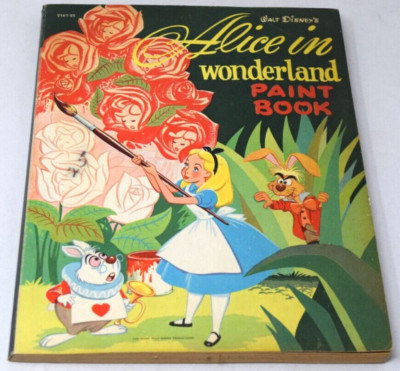 1951 Walt Disney Productions Alice In Wonderland Paint Coloring Book ...