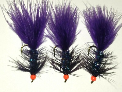 EGG SUCKING LEECH Purple w Orange Bead Head Egg size 4 (per 3) | eBay