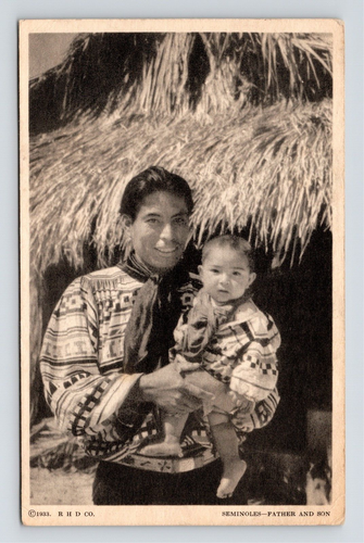 1933 Native American Seminoles Father And Son White Border Postcard ...