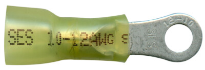 KrimpaSeal Yellow 12-10 AWG #10 Stud, Sealed Crimp Long Ring Terminal ...