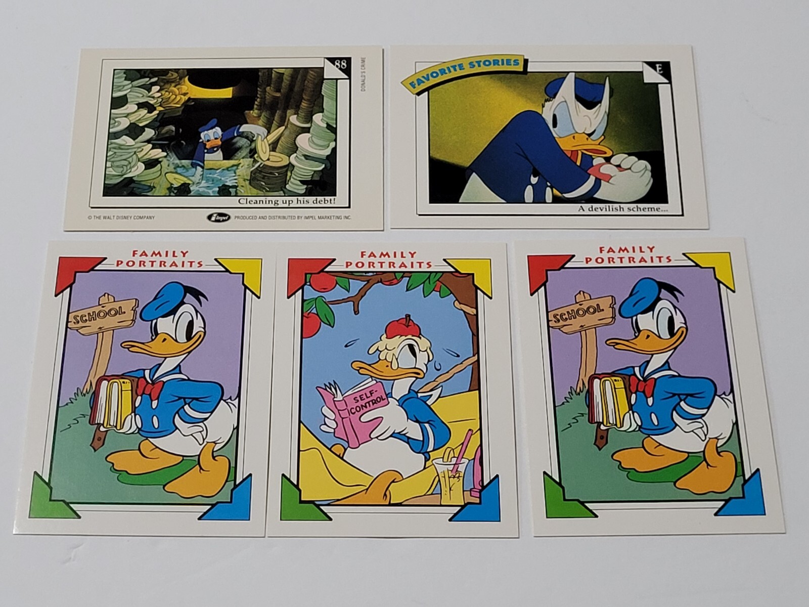 Rare Vintage (Lot Of 5) 1991 Impel Disney Family Portraits DONALD DUCK ...