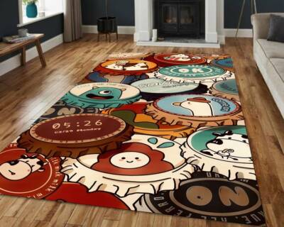 Retro Rug, Crown Cap Rug, Vintage Rug, Bottle Cap Rug, 80s Home Decor ...