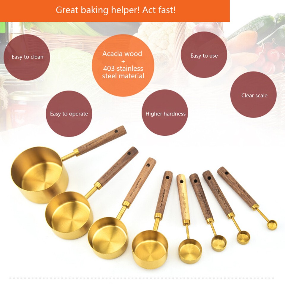 Measuring Cups Set Stackable Teaspoon Measure Spoon Set Gold Baking ...