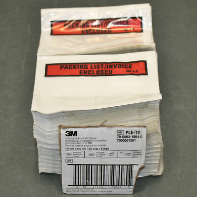 (1000) 3M "Packing List / Invoice Enclosed" Envelopes PLE-T2, 4-1/2" x ...