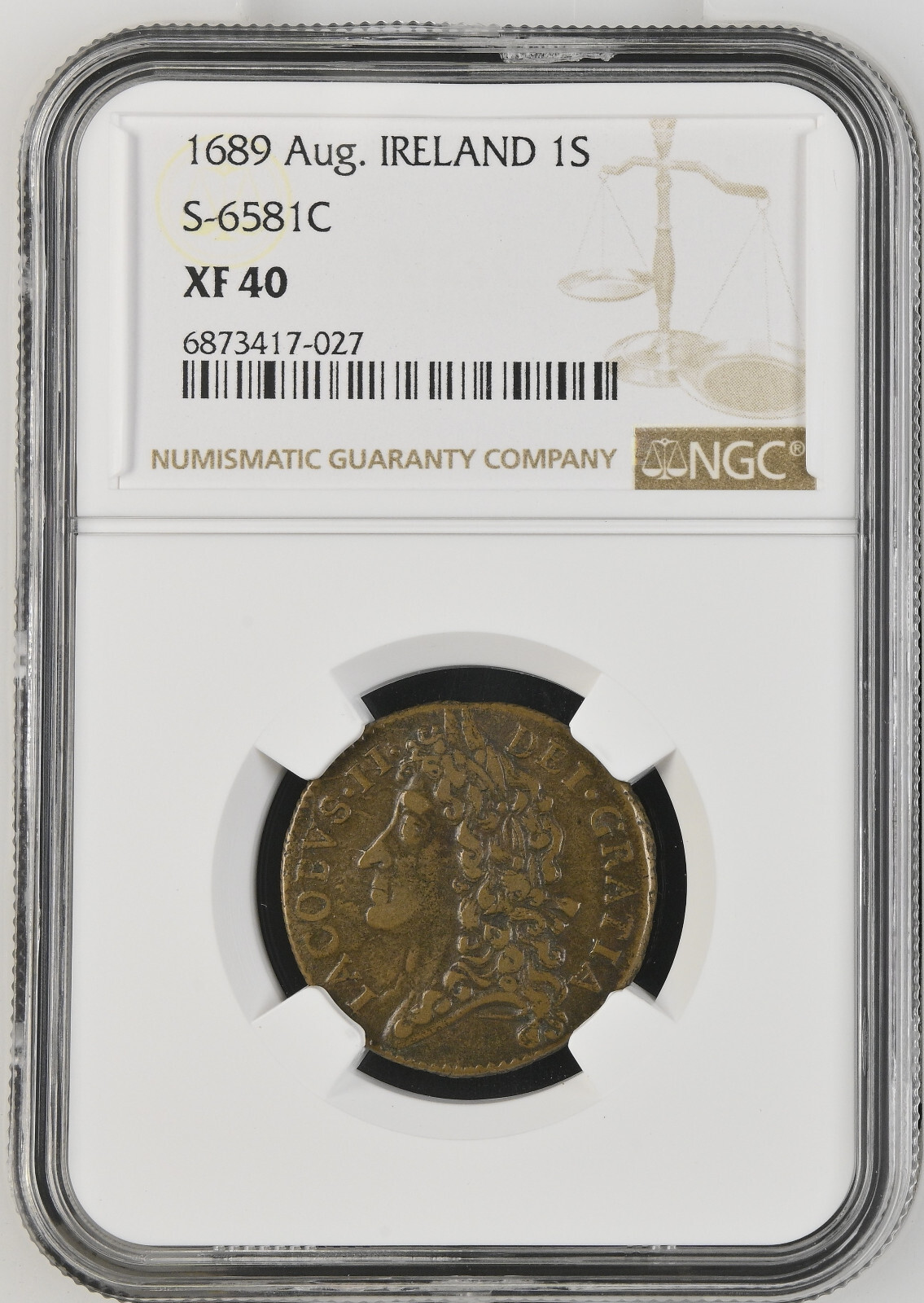 Ireland Gun Money James II Shilling 1689 Aug - NGC XF 40 | eBay