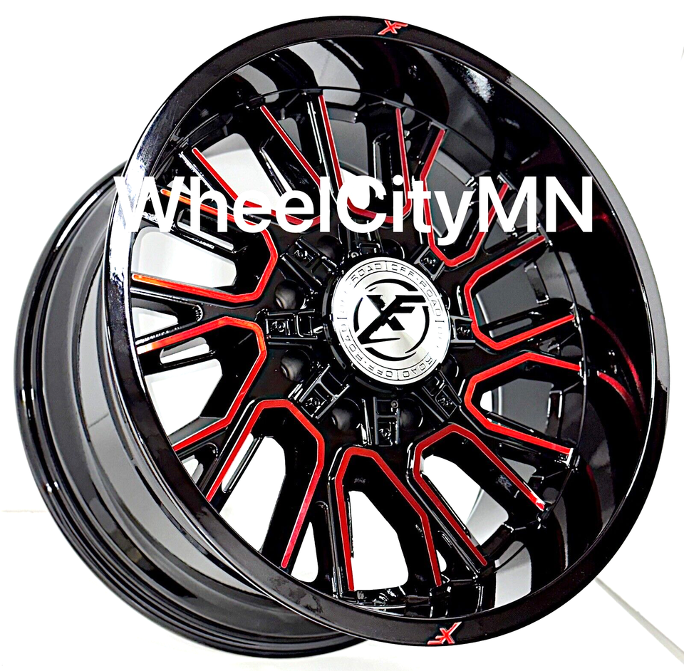 20 x10" gloss red milled XF 230 wheels fits RAM 2500 3500 GMC Sierra ...