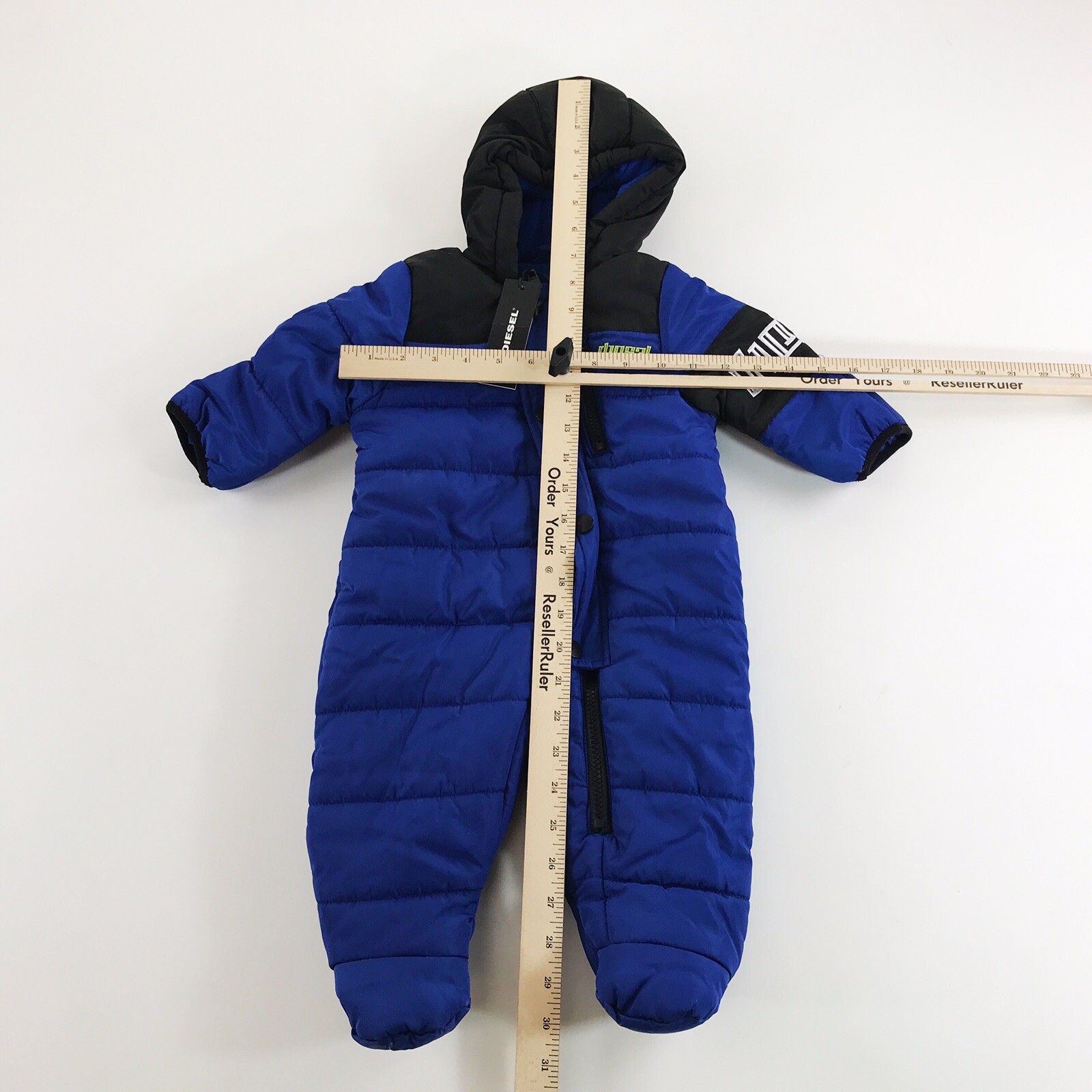 Diesel Pram Boys 3-6 Months Infant Snowsuit Blue Black Fleece Lined ...