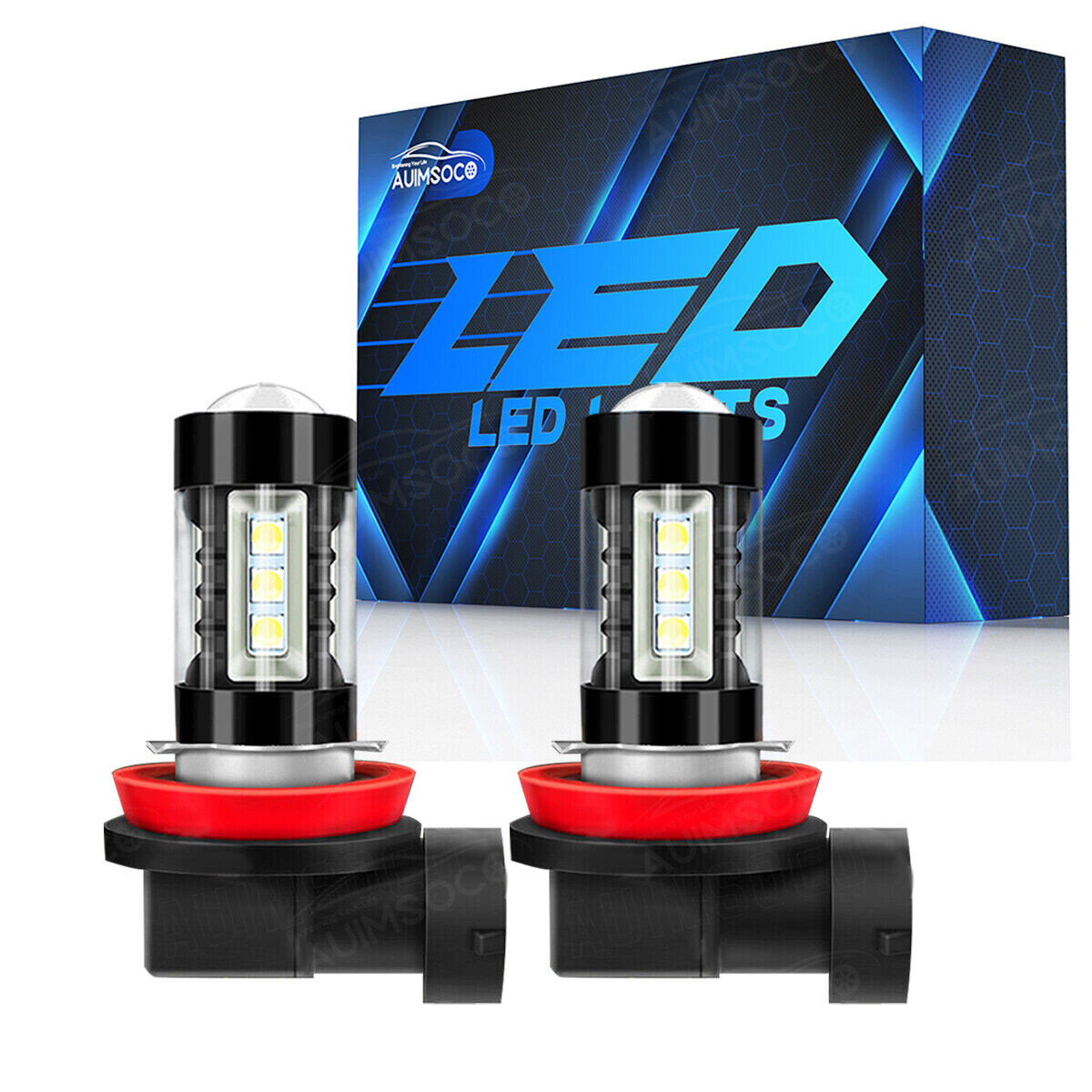 2Pcs Car LED Fog/Driving Bulb H8 H11 Fog Light White 6500K High Power ...