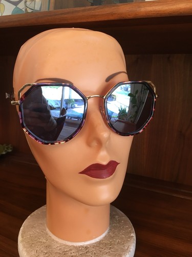 Mujosh Sunglasses Gold Glasses Large Square Reflective Lenses ‘Emilia ...