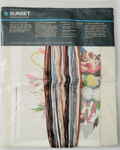 SUNSET INDIAN CHIEF COUNTED CROSS STITCH KIT NEW, UNOPENED | eBay