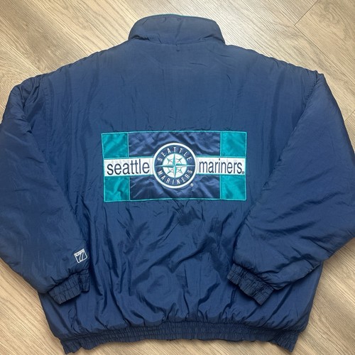 Vtg 90s Seattle Mariners Logo 7 Jacket Diamond Quilt Lined Nylon Puffer ...