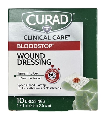 CURAD BLOOD STOP GAUZE 10 sterile packets Stops Bleeding Quickly --- | eBay