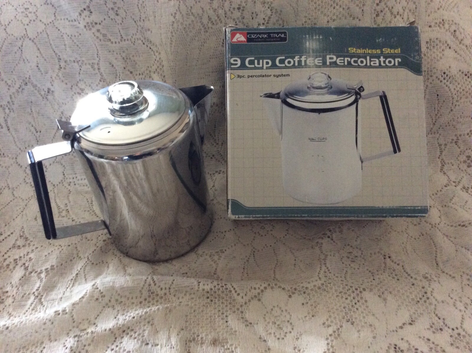 Ozark Trail 9 Cup Coffee Percolator 3 Piece System Stainless Steel. | eBay
