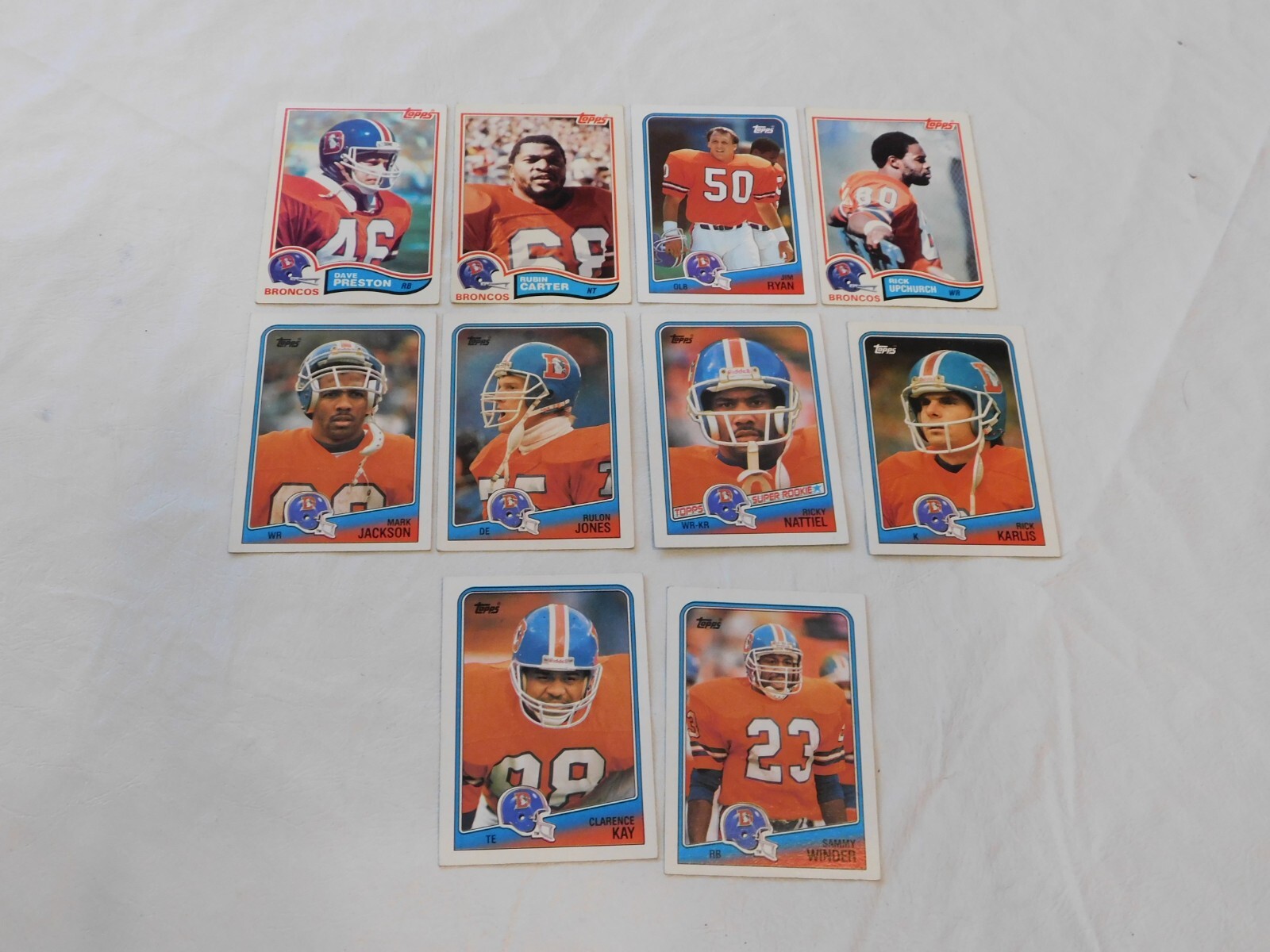 Lot of 10 Football Trading Cards NFL Denver Broncos Dave Preston Rubin ...