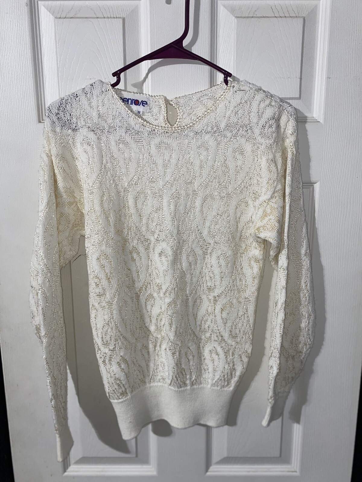 Vtg PENROSE Sheer Crochet Sweater - Gem