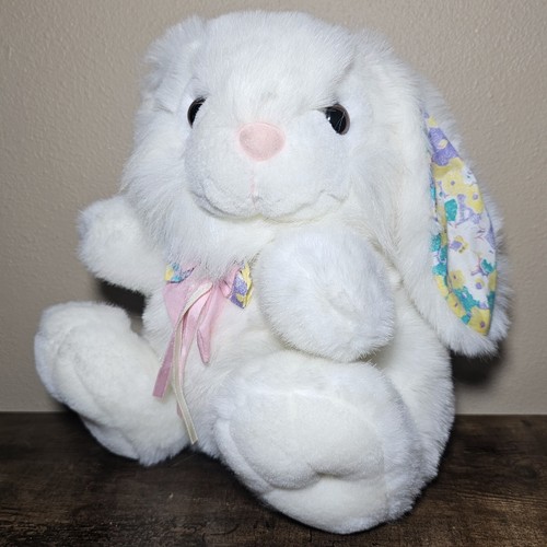 Easter Best Made Toys Bunny Rabbit Stuffed Animal White Floral 10" Tall ...