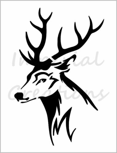 DEER HEAD Stencil Buck Face Hunting Antlers Woods 8.5" x 11" Reusable ...