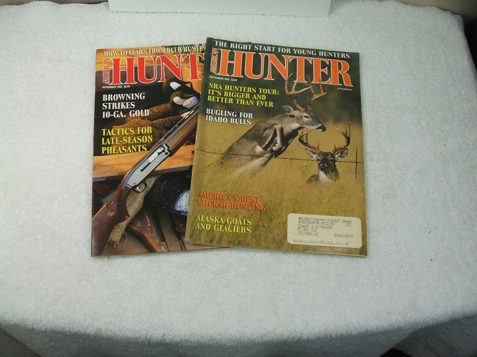Lot Of 2 American Hunter Magazines ~ September/November 1993 ~ The ...