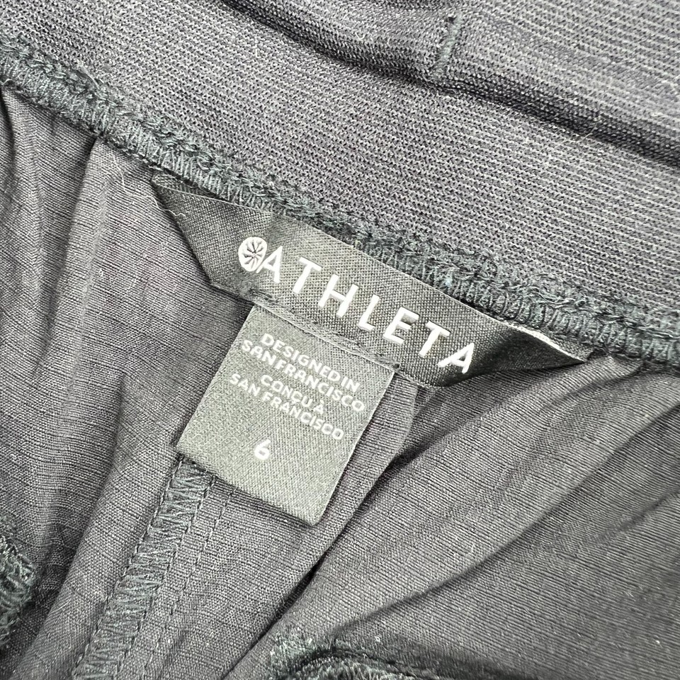 Athleta Women's 6 Black Trekkie Straight Crop Pant Pull On Elastic ...