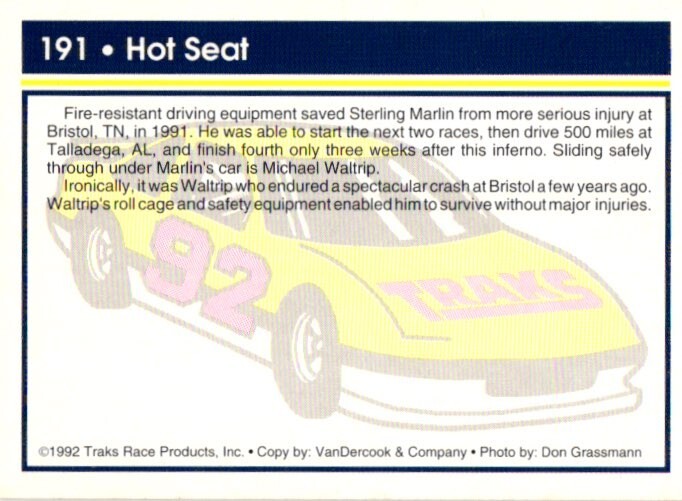 1992 Traks #191 Sterling Marlin/Darrell Waltrip Crash | eBay