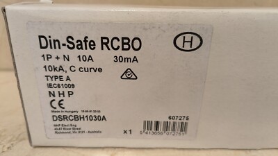 NHP 10 Amp RCBO 1P+N 10kA 30mA Din-Safe DSRCBH1030A - BRAND NEW | eBay ...