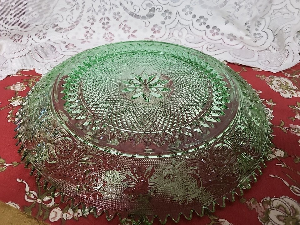 Vntg Indiana Glass Tiara Light Green (Chantilly Green) Cake Plate 12 ...