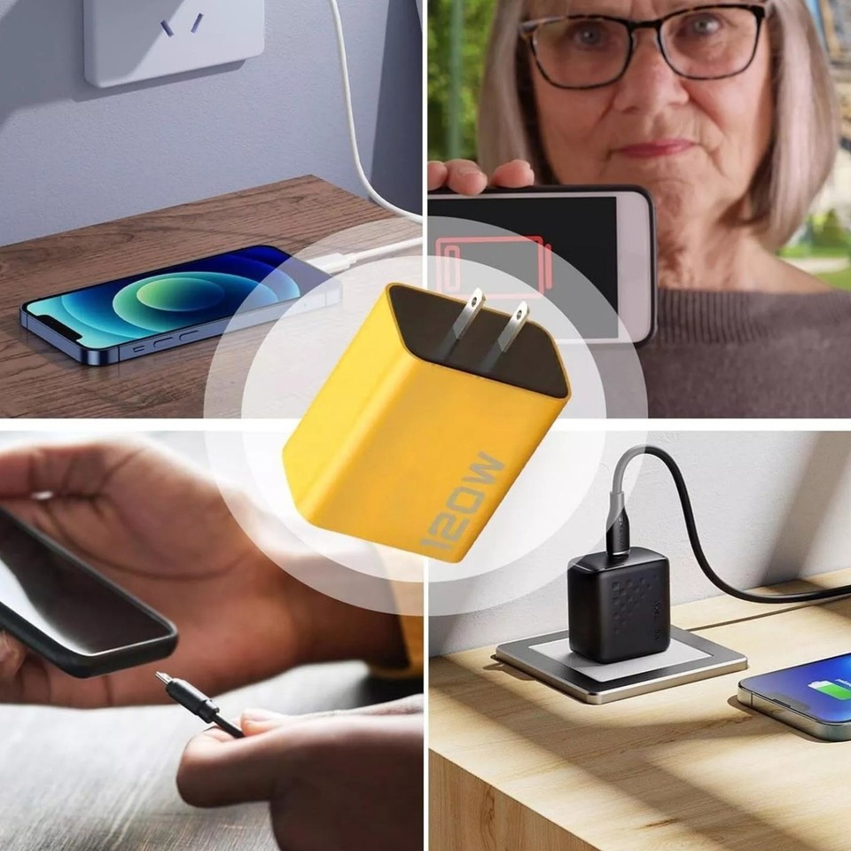 2Pcs Universal 4-Port USB C Quick Wall Charger Block For Cell Phone ...