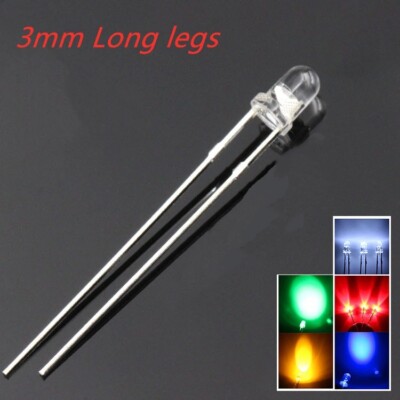 1000pcs long leg 3mm Red Green Blue Yellow White RGB Round led light ...